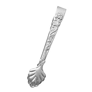 UPKOCH Ice Tong Sugar Cube Clip: Metal Sugar Tongs Vintage Rose Relief Stainless Steel Ice Cube Tong Small Food Clips for Appetizer Dessert Kitchen Silver