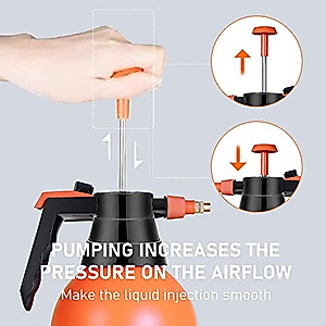 ANPTGHT 2 PCS Garden Pump Sprayer, 0.5Gallon/68oz Hand-held Lawn Pressure Spray Bottle &Adjustable Nozzle for Spraying Watering/Home Cleaning/Car Washing (Orange)