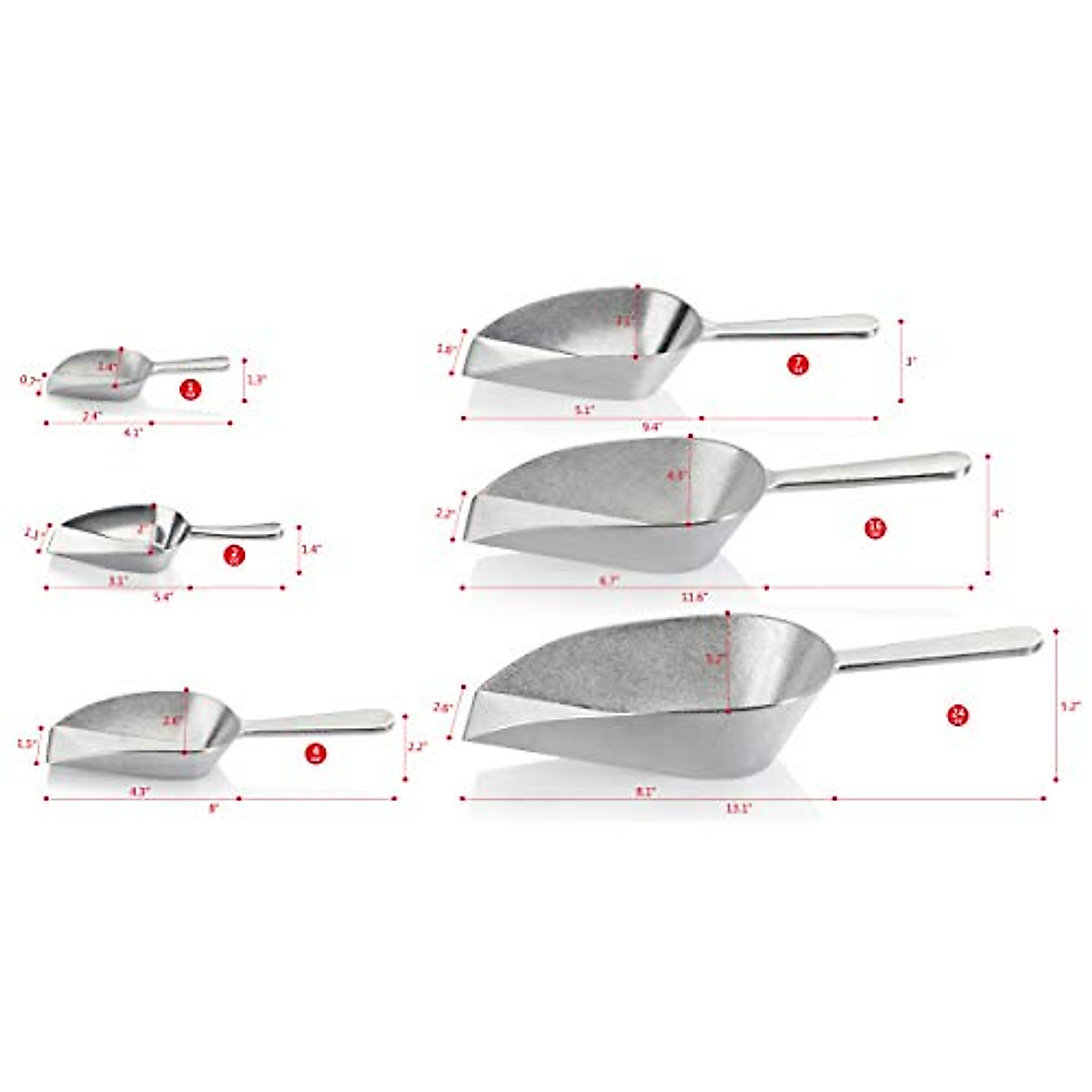 New Star Foodservice 34660 One-Piece Cast Aluminum Flat Bottom Bar Ice Flour Utility Scoop, 4-Ounce, SIlver