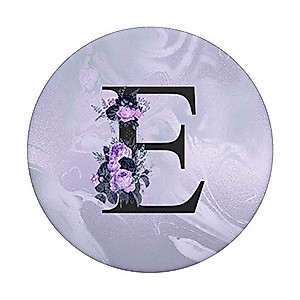 Initial Letter E Purple Lavender Floral Monogram For Women PopSockets PopGrip: Swappable Grip for Phones & Tablets