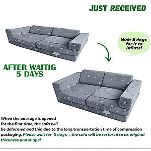 MeMoreCool Kids Couch, 10-Piece Modular Play Couch for Playroom, Fold Out Kids Sofa for Girl Boy, Glow Star