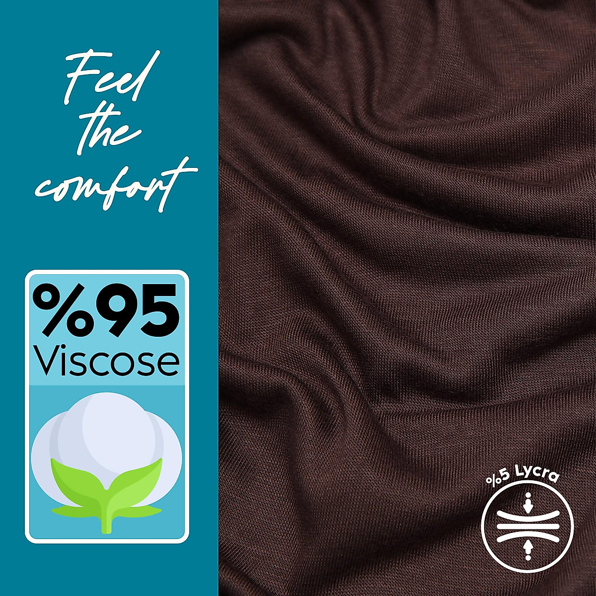 Premium Jersey Head Scarf Wrap Instant Hijab For Women | Women Muslim Instant Hijab | Ready Pre sewn Jersey Turban (Brown)