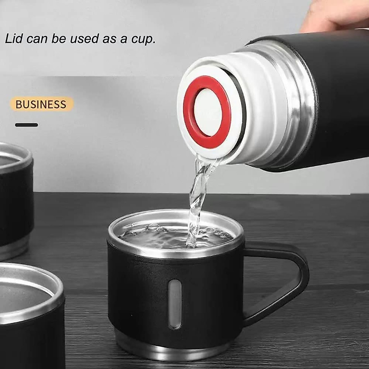 500Ml Hot And Cold Double Wall Stainless Steel Insulated Sport Vacuum Flask Tea Gift Box Set With Two Cups (Pink)