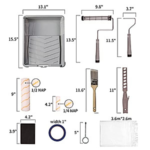 VOOMEY 17 Piece Paint Roller Kit - Paint Rollers 9"4", Paint Roller Frame，Paint Trays, Microfiber Roller Cover, Paint Kit for House Painting,Paint Brushes for Painting Walls