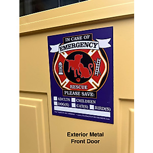 TLC Safety By Design Fire Rescue 4.25" x 5.5" Magnet Safety Alert Emergency Children Adults Pet Dog Cat for Steel Magnetic Exterior Apartment Doors