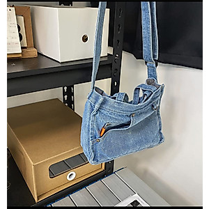 Zoyzity Denim Shoulder Bag Casual Lightweight Canvas Bag Retro Hobo Tote Bag Crossbody Handbag Large Capacity Purse for Teen Girls Women