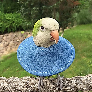 Bird Collar Anti Bite Elizabethan Recovery Cone, Bird Neck Protector for Feather Plucking, Skin-Friendly Bird Neckwear Full Body Shield for Parakeet Conure Cockatiel (Denim Blue, M)