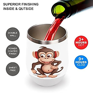 YKUDBN Stainless Steel Insulated Cup, Naughty Monkey Print 304 Stainless Steel, Smooth Round Rim Ideal for Office, Home, And Gift Giving