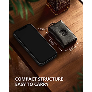 YESIIW Airtag Wallet For Men - Multifunctional Wallet Leather Card Holder With Keychain, Protection Up To 10 Cards Card Case