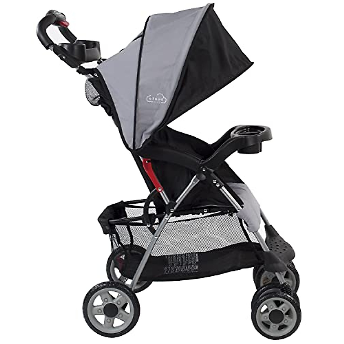Kolcraft Cloud Plus Lightweight Easy Fold Compact Toddler Stroller and Baby Stroller for Travel, Large Storage Basket, Multi-Position Recline, Convenient One-hand Fold, 13 lbs - Slate Gray