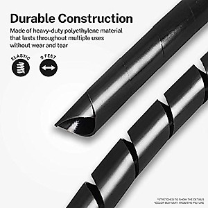 Tangle Stop Cord Cover & Detangler | Perfect for Cable Management (9-Foot, Black)