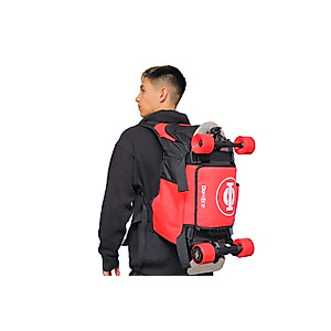 GoRide Electric Longboard Skateboard Backpack Bag Carrier with Laptop Holder (Black, Red)