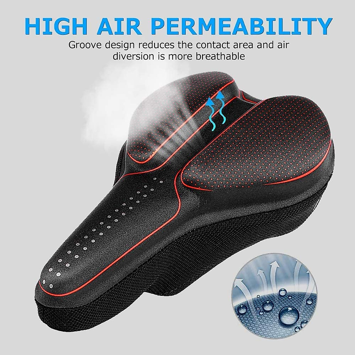 Gel Bike Seat Cover Soft Bicycle Saddle Pad Breathable Cushion Cover Gel Seat for Mountain Road Bike Exercise Bike Outdoor Cycling Yellow (Color-red)