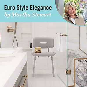 Medline Martha Stewart Euro Style Shower Chair with Microban for Disabled, Seniors and Elderly, Bath Chair for Tub, Supports up to 300 lbs.