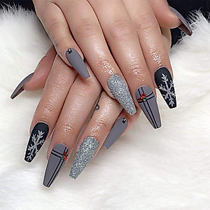 senvenski Grey Black Gel Nail Polish, White Glitter Dark Purple Charcoal Pewter Gel Polish Shimmer Crystal Gift Soak Off Set UV LED Art Varnish (CS010)