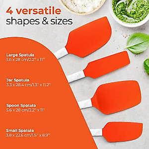 M KITCHEN Silicone Spatula Set - Heat Resistant & BPA Free - 4 Piece Nonstick Rubber Spatulas, Spoonula, Jar Scraper for Cooking, Baking, Mixing, Frosting - Dishwasher Safe Kitchen Utensils