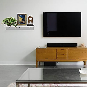 SIMOND STORE White Floating Shelves for Wall - 12" X 8" Small Floating Shelves - Metal Heavy Duty Floating Shelves Brackets for Gaming, Console, Playstation Shelf, Tv Shelf for Wall Mounted Tv