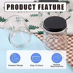 Glarks 8 Pack 8oz Glass Jars with Lids, Round Clear Glass Jars with Inner Liner and Black Lids for Storing Creams, Beauty Products, Cosmetic and Ointments
