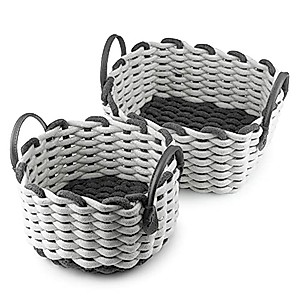 Woven Baskets for Storage 2-Pack Set - Decorative Storage Baskets for Shelves - Cotton Rope Shelf Storage Baskets for Organizing - for Closet Storage
