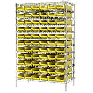 Akro-Mils 30164 Plastic Nesting Shelf Bin Box, (24-Inch x 6-1/2-Inch x 4-Inch), Yellow, (6-Pack)
