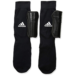 adidas Unisex-Child Performance Youth Sock Shin Guards, Black/White, Large