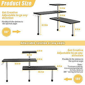 HYNAWIN Countertop Shelf,Bamboo Corner Shelf Over The Table with Printed Pattern,Desktop Storage and Organization