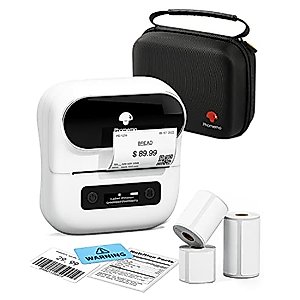 Phomemo Label Maker, Bluetooth Label Printer for Barcode, Address, Home, Mailing, Small Business, Clothing, Portable Label Maker Easy to Use with 3 Rolls Label & Bag