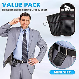 8PCS Upgraded Faraday Bag for Key Fob Faraday Key Fob Protector Key Pouch Key Case for Car Keys RFID Pouch Keyfob RFID Signal Blocking Bag Anti Theft Pouch Anti Hacking Case Blocker (Without Key Ring)