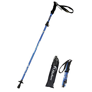 A ALAFEN Aluminum Collapsible Ultralight Travel Trekking Hiking Pole for Men and Women, Blue 1PC