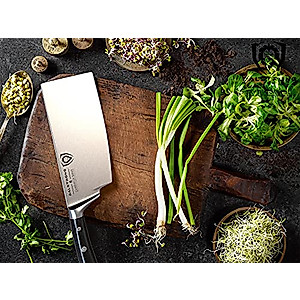 DALSTRONG Meat Cleaver Knife - 7 inch - Gladiator Series - Heavy Duty - Razor Sharp - Forged High Carbon German Steel Kitchen Knife - Black G10 Handle - Butcher, Bone - Sheath Included - NSF Certified