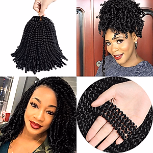 7 Packs Spring Twist Hair 8 Inch Fluffy Spring Twist Crochet Braiding Hair Bomb Twist Spring Crochet Hair for Black Women Hair Extensions 15 Strands 55g/Pack(8 inch, 1B)