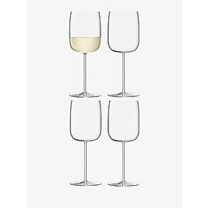 LSA International Borough Wine Glasses 13 oz, Set of 4, Luxury Elegant Modern Crystalline Drinking Glassware
