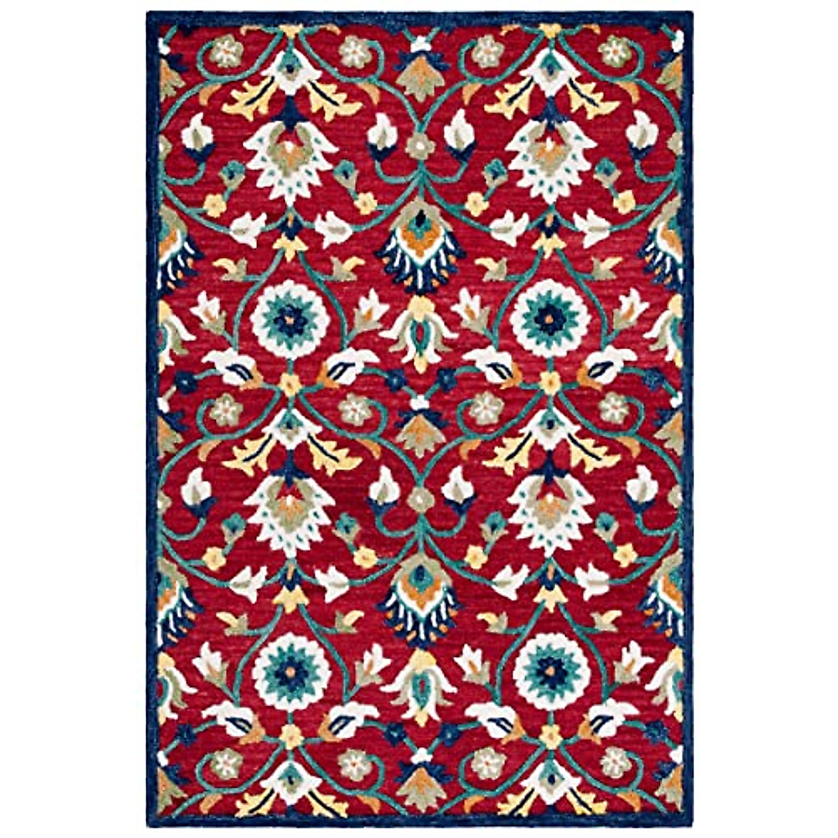 SAFAVIEH Blossom Collection 8' x 10' Red/Ivory BLM562Q Handmade Floral Premium Wool Living Room Dining Bedroom Area Rug