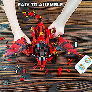 HOGOKIDS Remote & APP Controlled Dragon Building Set - STEM Projects for Kids Ages 8-12 Rechargeable Fire Dragon Kit Gift for Boys Girls 8 9 10 11 12 13 14+ Years Old New 2022 (485 Pieces)
