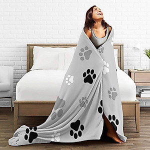 Pets Dog Paw Grey Blanket Soft Warm Lightweight Throw Blanket Cozy Plush Bed Blanket for Bedroom Living Rooms Sofa Couch Bed Gifts 60"X50"