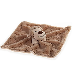 Apricot Lamb Stuffed Animals Monkey Security Blanket Infant Nursery Character Blanket Luxury Snuggler Plush Baby Lovey(Monkey, 13 Inches)