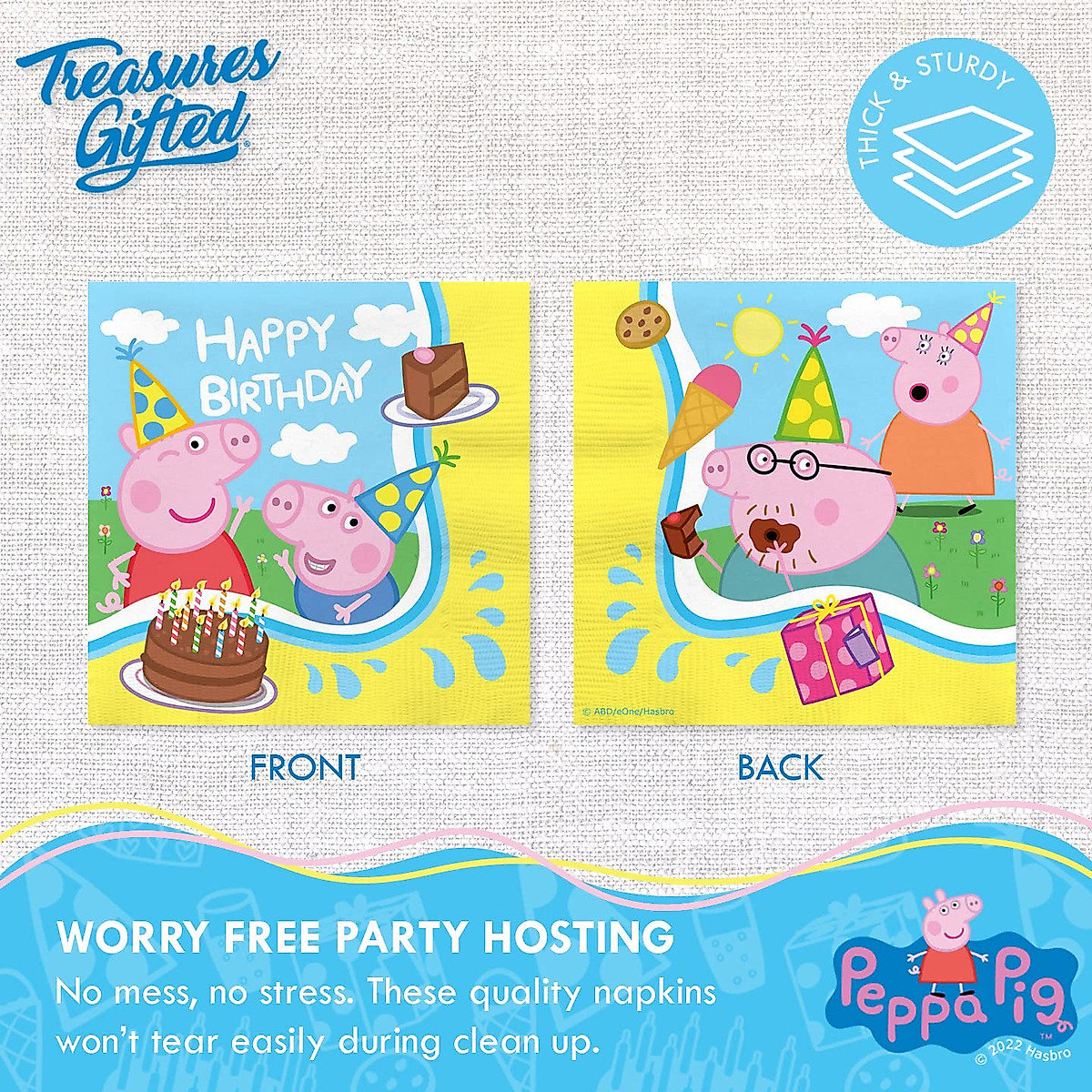 Treasures Gifted Officially Licensed Peppa Pig Birthday Party Supplies - Serves 24 Guests - Dinnerware Starter Set - Peppa Pig Party Supplies Including Peppa Pig Plates & Peppa Pig Napkins