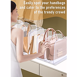 Nagobi Purse Storage Organizer for Closet, Adjustable Bag Organizer Closet, Clear Acrylic Handbag Storage Organizer Perfect for House, Bedroom, Office, Cabinets (8 Layer)