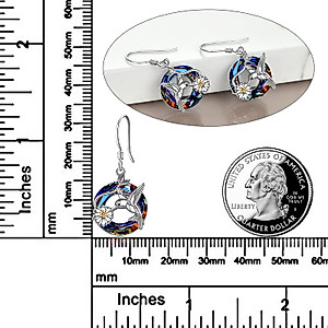 POPLYKE Hummingbird Earrings for Women Sterling Silver Hummingbird Bird Daisy Flower Dangle Drop Earrings with Volcano Circle Crystal Gifts(volcano)