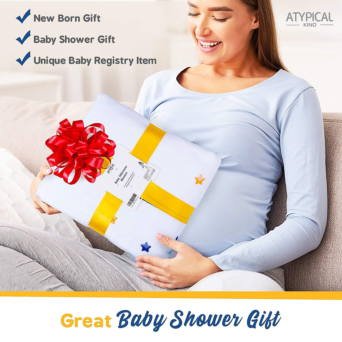 Atypical Kind Monthly Baby Milestone Blanket | Baby Monthly Milestone Blanket for Boy & Girl | Baby Boy Gifts, Nursery Blanket Baby Shower | Newborn Baby Month Blanket | Baby Growth Chart Blanket