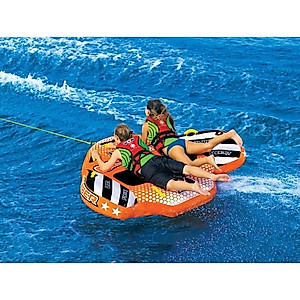 WOW Sports - Glider Inflatable Towable Tube w/ Flex Seating - 1 - 2 Riders - Perfect For Kids & Adults - Soft Top Deck Tube - Boating Accessory