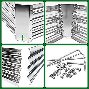 Gocamptoo Galvanized Raised Garden Bed Kit,Small Reinforced Metal Raised Boxes with Baking Varnish,Heavy Duty Planter Box Bed for Growing Flowers, Vegetables (4 x 3 Ft)