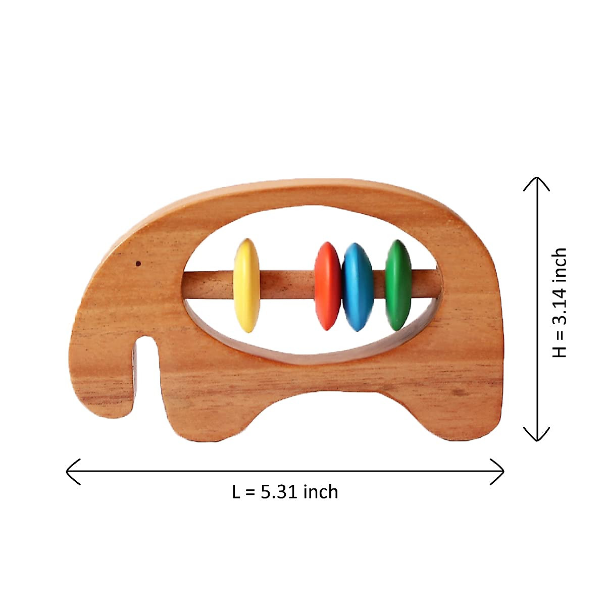 Shumee - Wooden Baby Rattle Clutching Toy - Elephant Shaped Teether for Kids - (Gift 6 Months+ Boys Girls) |Baby Shower/Birthday Gifts|Baby Rattle |New Born Gifts| Easter Basket Stuffers