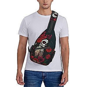 Skull Crossbody Backpack for Travel Hiking Chest Daypack Shoulder Sling Bag for Men Women Cycling Walking