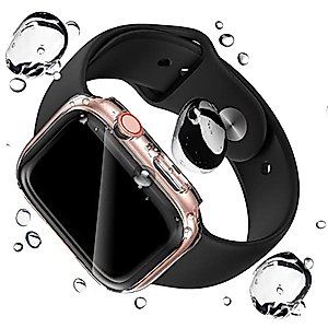 OXWALLEN Waterproof Case fit for Apple Watch Series 8/7 45mm with Bulit-in 9H Tempered Glass Screen Protector, Rugged Protective [Anti-Fog ] [Full Coverage] [Touch Sensitive] Case for iWatch, Clear