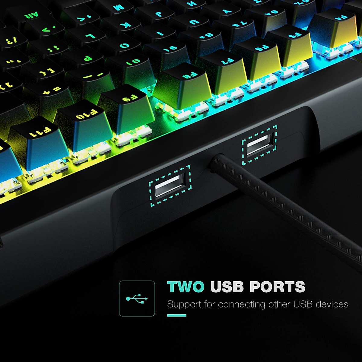 Havit RGB Mechanical Gaming Keyboard LED 120 Keys Ergonomic Detachable Wrist Rest Wired Keyboards Blue Switches Multimedia Volume Control for PC Game