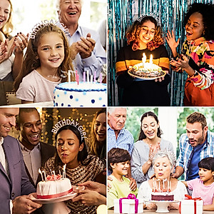 WLLHYF Birthday Crown for Women, Birthday Girl Headband Rose-Gold Rhinestone Hair Band Birthday Sash and Tiara Crystal Crown Headband for Women Girl Birthday Accessories Party Decorations