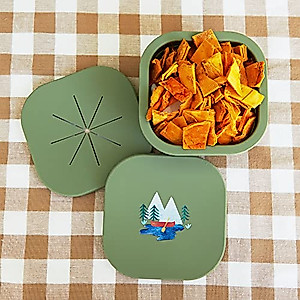 Austin Baby Co Silicone Collapsible Snack Bowl – Reusable Snack Container with Two Specialized Lids – BPA free, Dishwasher Safe and Leakproof for Toddlers & Babies