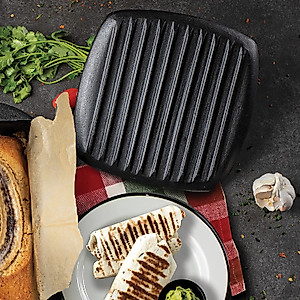 Square Panini Press, Cast Iron, 7.75 x 7.75 x 2.375"