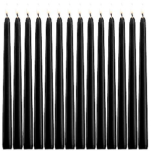 YIHANG Black Taper Candles - Set of 14 Dripless Candles - 10 inch Tall, 3/4 inch Thick - 7.5 Hour Clean Burning